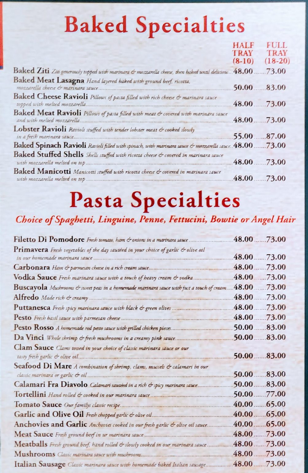 Gaby's Pizza » Our Menu
