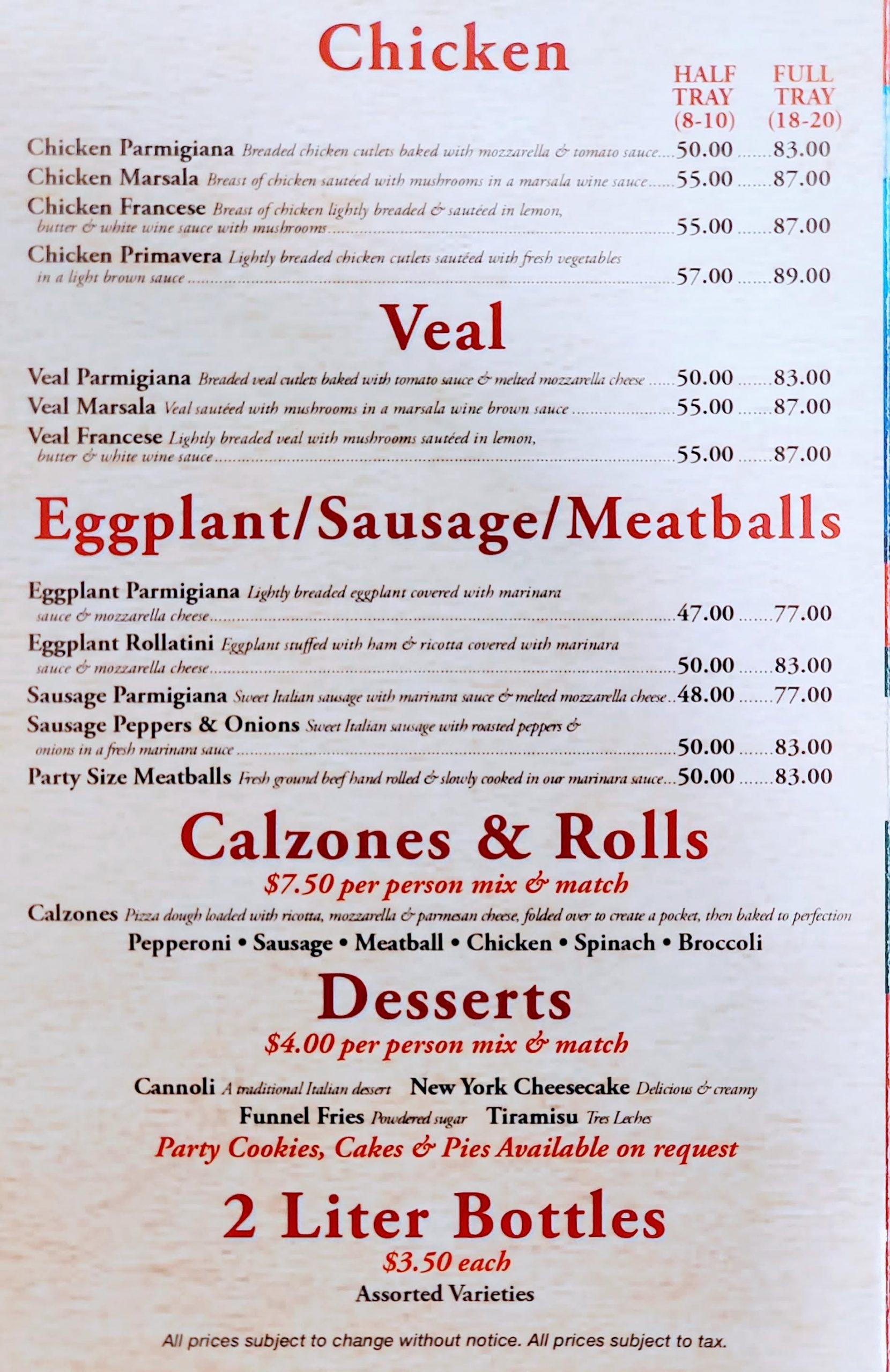 Gaby's Pizza » Our Menu