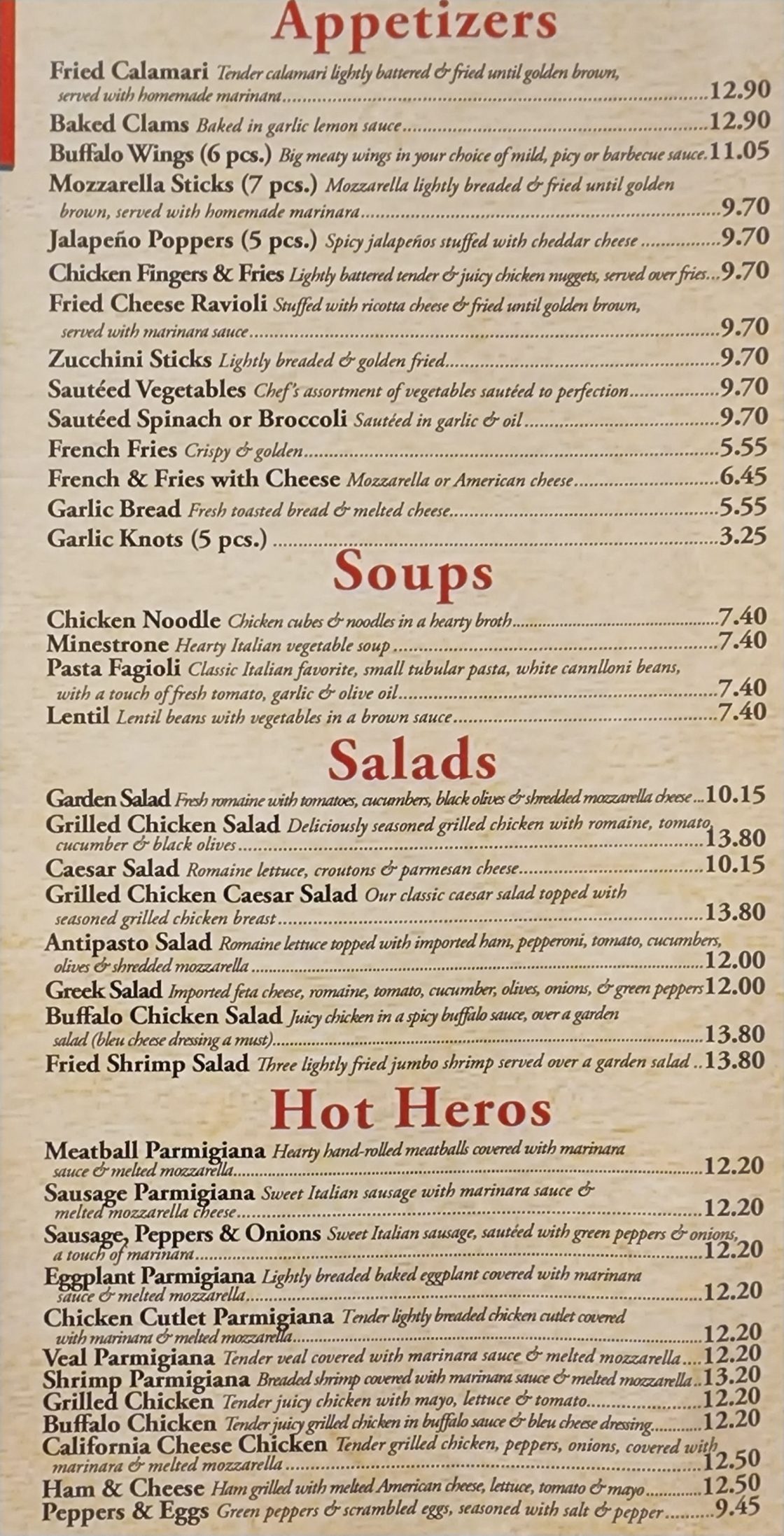 Gaby's Pizza » Our Menu