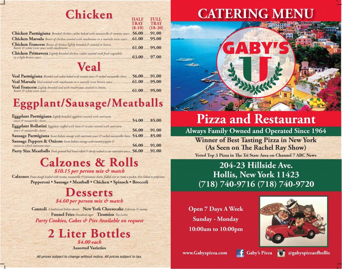 Gaby's Pizza » Our Menu