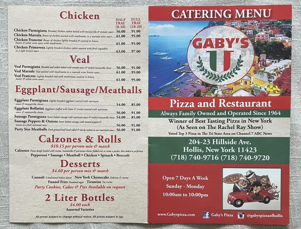 Gaby's Pizza » Our Menu